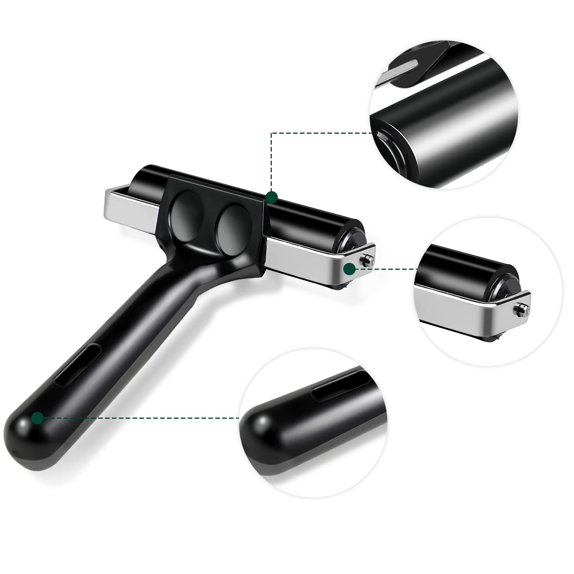 4 Inch Rubber Roller Brayer Rollers for Crafting, Hard Rubber Rollers for Printmaking, Printing, Gluing, Anti-Skid Construction Tools (Original Version, Black)