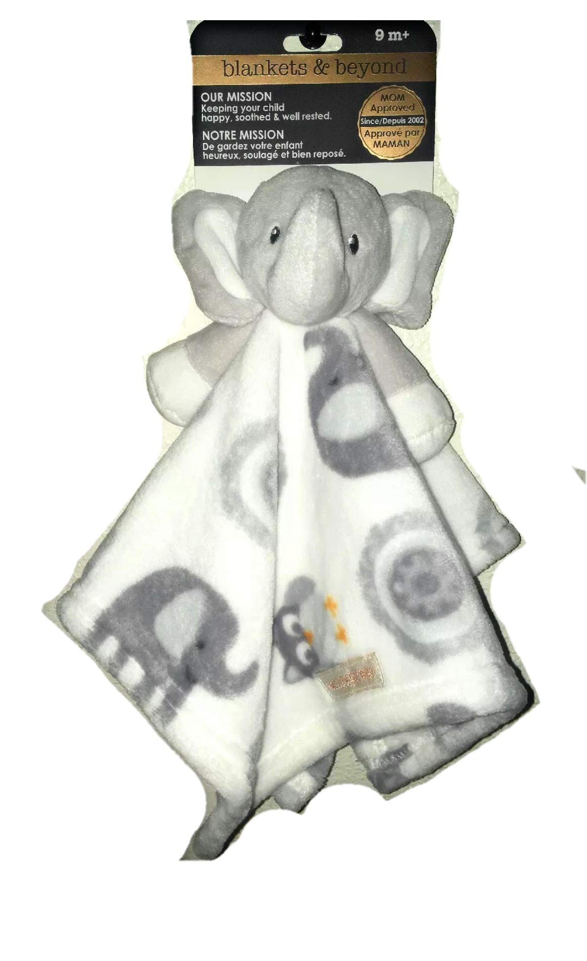 Blankets and Beyond Elephants, Owls Baby Security Nunu Blanket Soft Lovey White/Gray