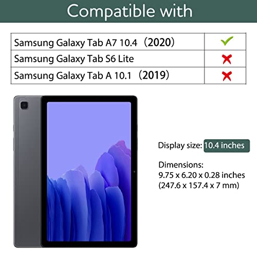 SURITCH Case for Samsung Galaxy Tab A7 10.4" (SM-T500/T505/T507), [Built in Screen Protector][Auto Sleep/Wake] Lightweight Leather Case Full Body Smart Cover with Magnetic Trifold Stand-Midnight Green