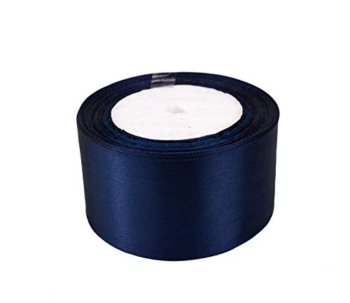 ATRBB 25 Yards 2 inches Wide Satin Ribbon Perfect for Wedding,Handmade Bows and Gift Wrapping (Navy)