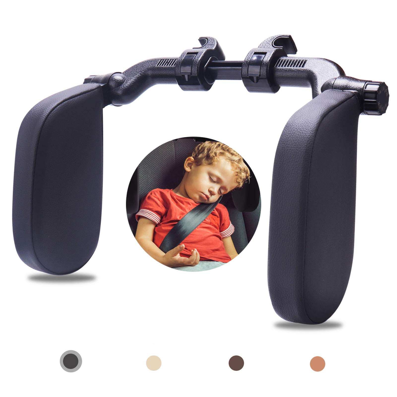 Rajvia Car Headrest Pillow, Car Pillow for Head and Neck Support, Sleeping Travel Car Seat Pillow, U Shaped Side Sleep Head Pillows Fits Kids Adults and Elders. (Black)