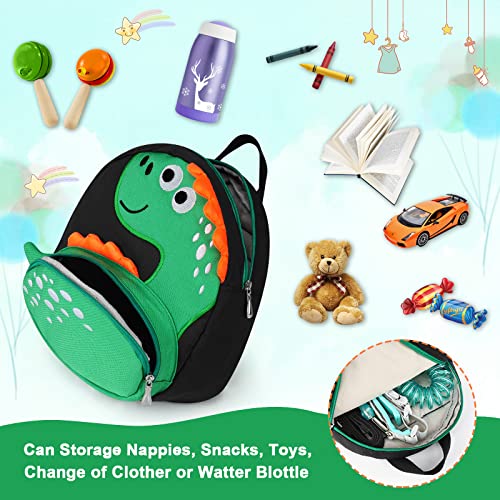 Accmor Toddler Backpack Harness with Safety Leash, Cute Dinosaur Harnesses with Kids Anti Lost Wrist Link, Mini Child Schoolbag with Wristband Tether Strap and Protection Leashes for Baby boys (Black)