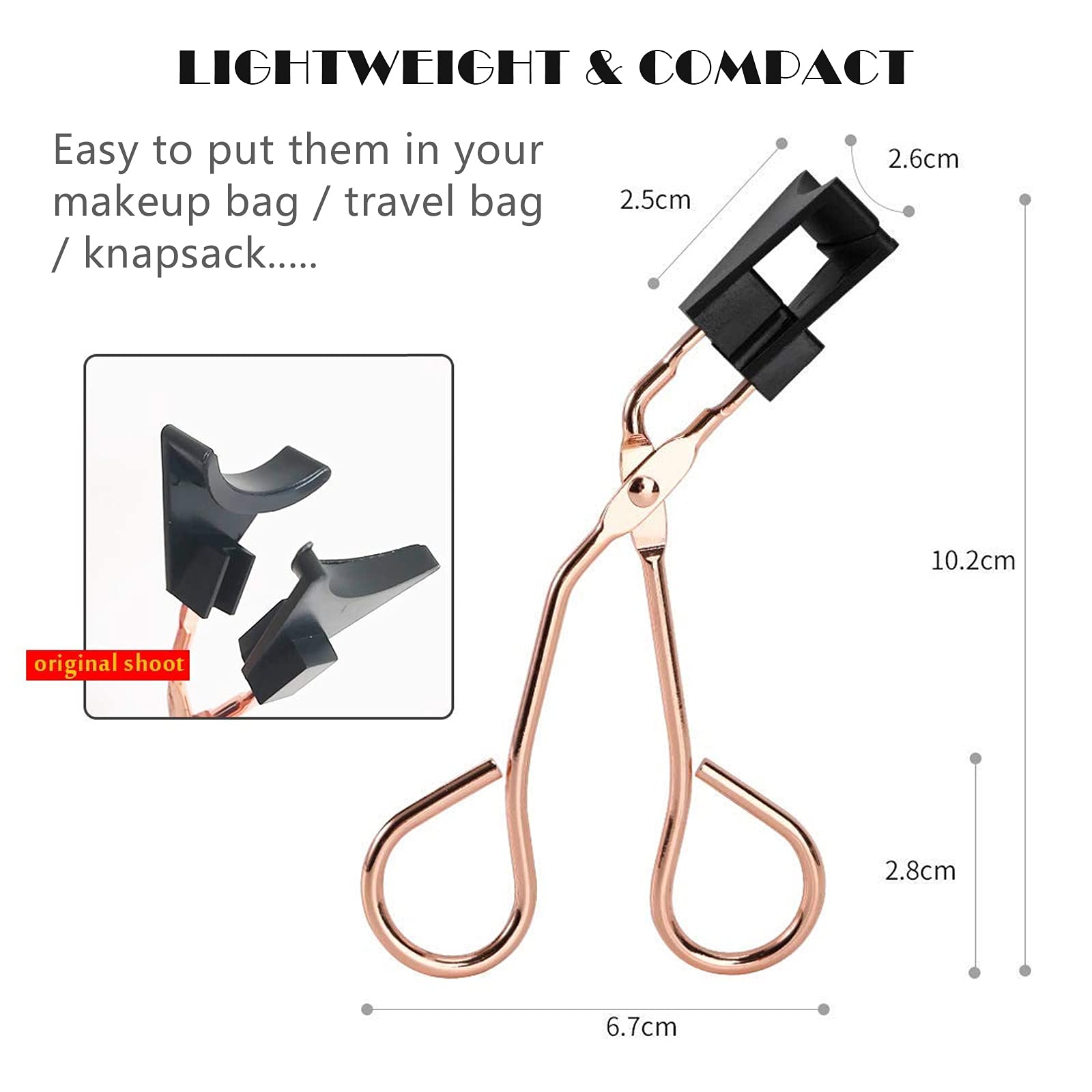 INDKOPVA Magnetic Eyelashes Applicator Helper Tool, Magnetic False Eyelashes Clip, Easily Apply Magnetic Eyelash Curler Partner Without Eyeliner (Gold)