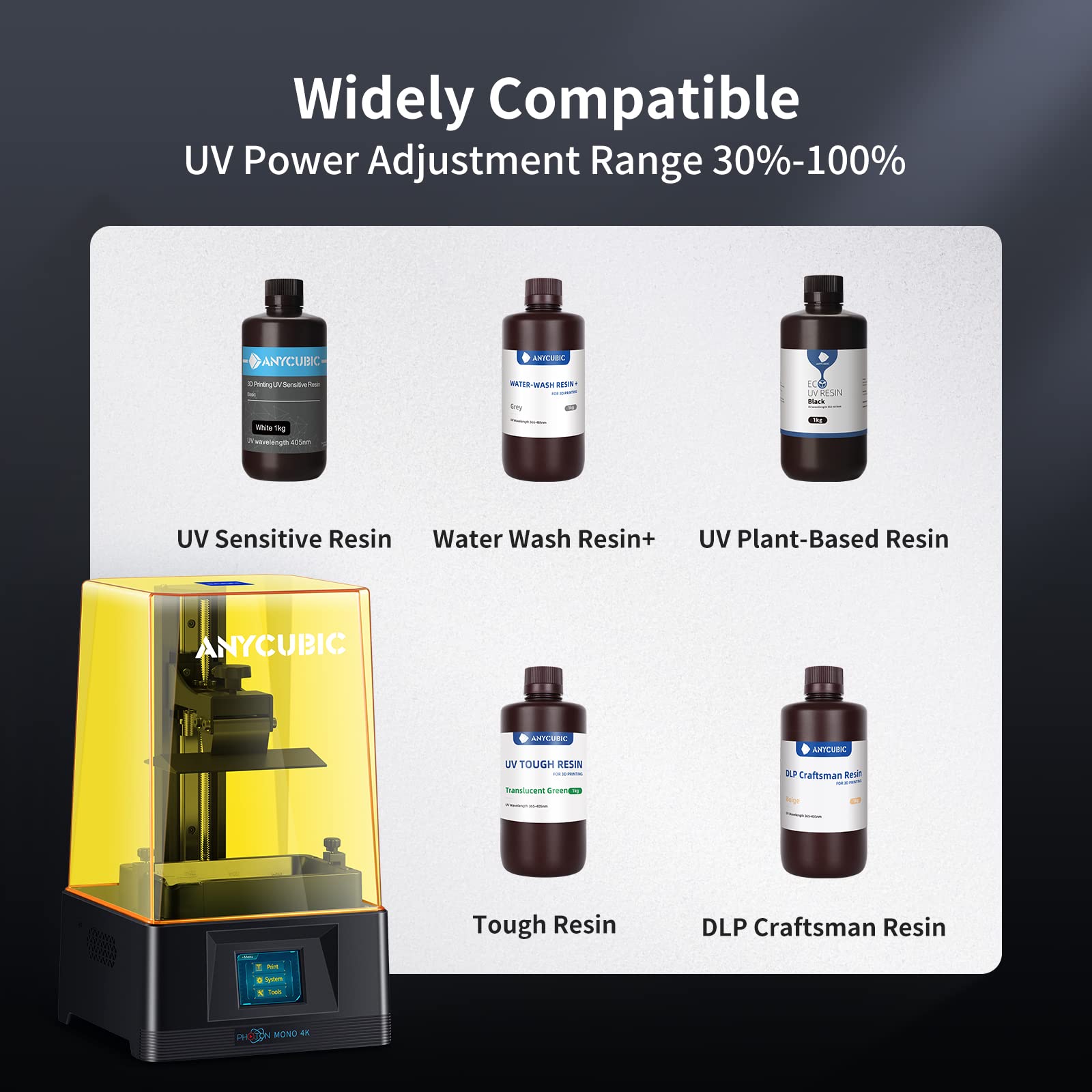 ANYCUBIC Photon Mono 4 K, Resin 3D Printer with 6.23'' Monochrome Screen, Upgraded UV LCD Resin Printer, Fast and Precise Printing, 5.19''x3.14''x6.49'' Printing Size