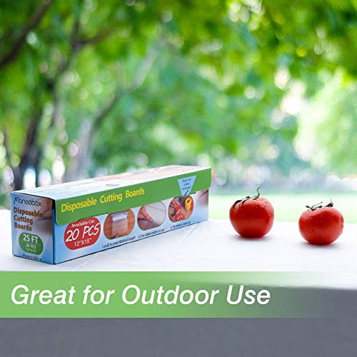 Disposable Plastic Cutting Board Large Cutting Mats for Kitchen, Outdoor Camping, BBQ, RV,Traveling,totally Food Safety With Easy Cut Slider Included,12In x 25Ft