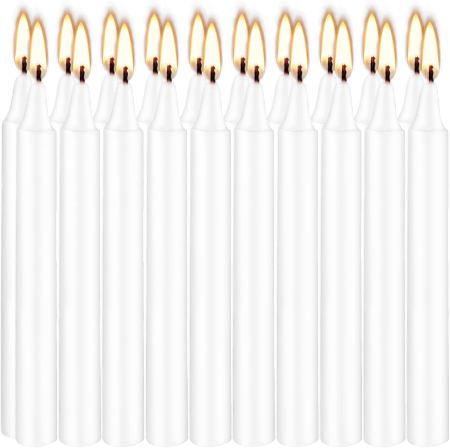 4 Inch White Taper Candle for Home Decor,20 Pack Unscented, Smokeless & Dripless Candle Stick, 1.5 Hour Burning Time for Party, Wedding, Dinner and More