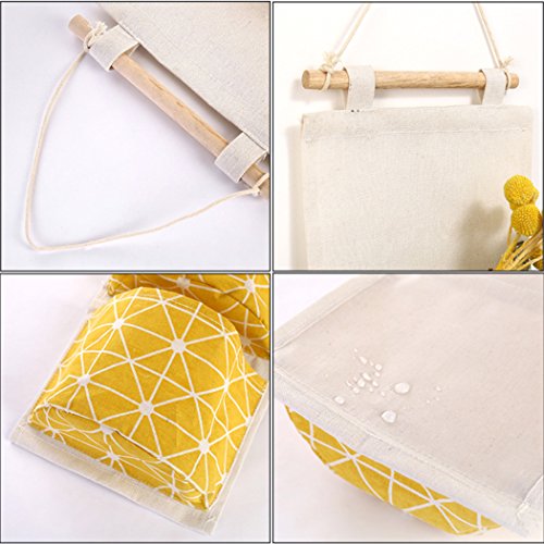 3Pcs Wall Hanging Storage Bag, Creatiee Waterproof Over The Door Closet Organizer Linen Farbric Hanging Pocket Organizer with 3 Remote-Sized Width Pockets for Bedroom