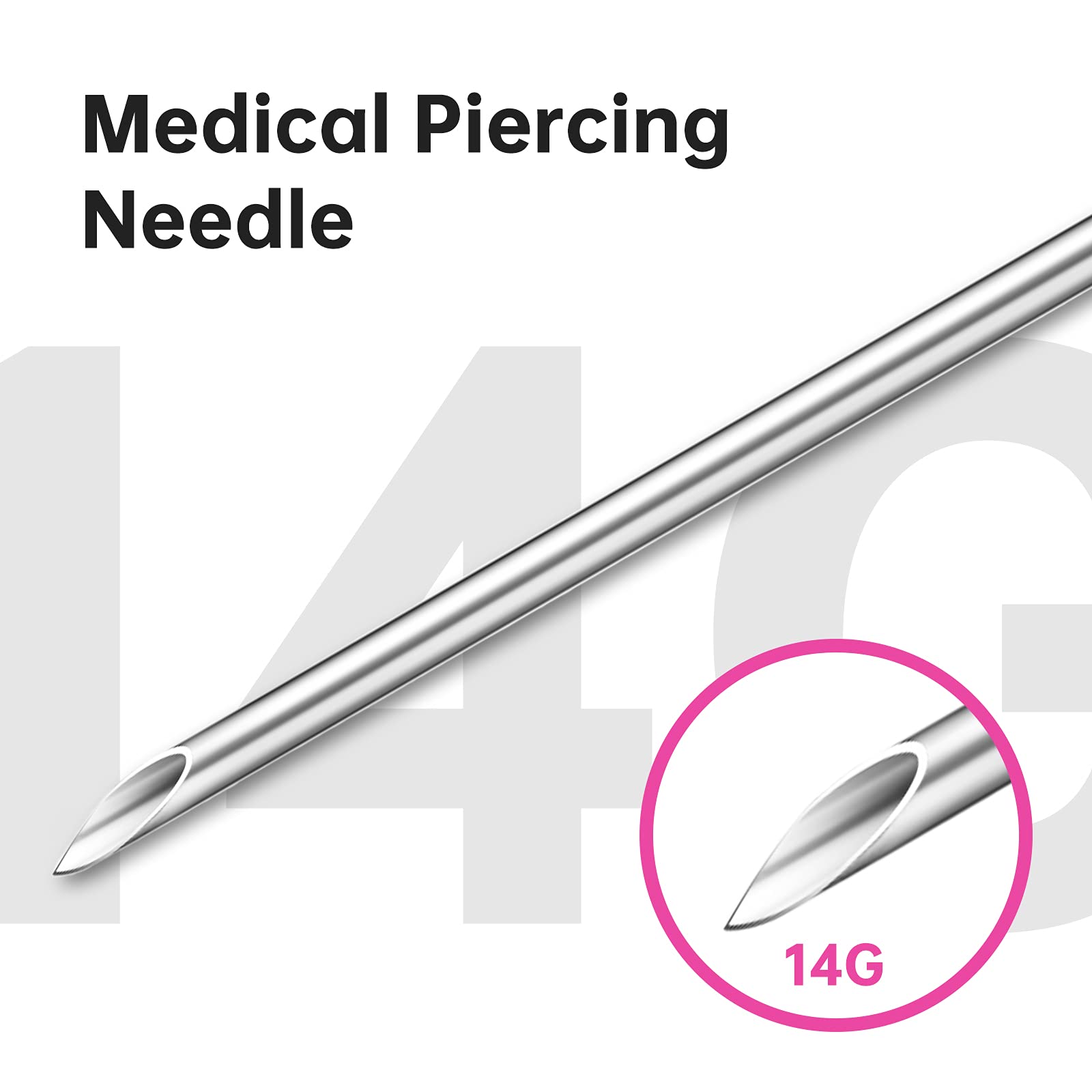 Gospire 30Pcs 14G Piercing Needles for Nose Ear Stainless Steel Needles Tattoo Supplies Disposable Body Piercing Needles Sterilized Surgical Steel (14G-30pcs)