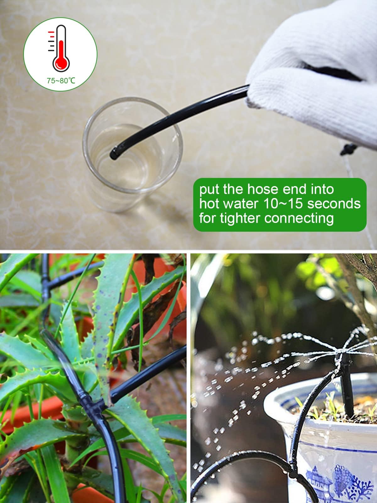 Kalolary 500Pcs Barbed Tee Irrigation Fittings, 1/4 Inch Tube Universal Drip Irrigation Connector Compatible with Watering Systems, 4/7mm Hose Automatic Irrigation Adapter