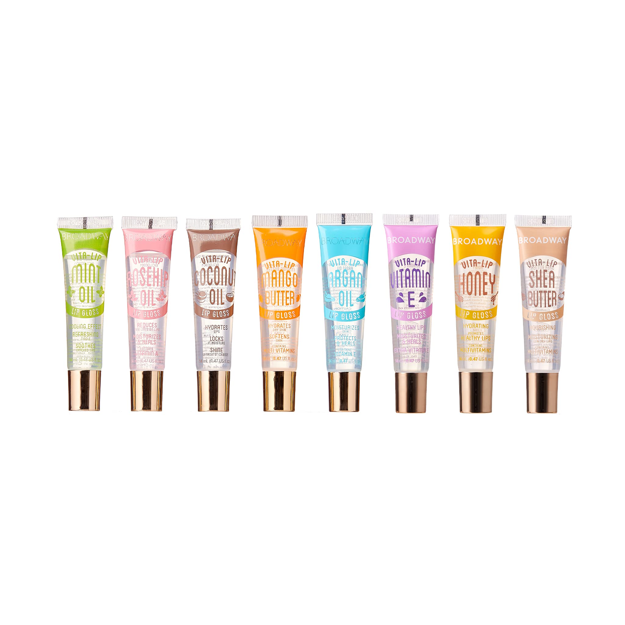 Broadway Vita-Lip Clear Lip Gloss 0.47oz/14ml (3PCS - Mint & Coconut & Rosehip Oil) (4 PCS SET)