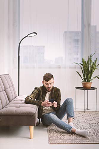 Brightech Battery Plus Lamp for Living Rooms & Offices, Rechargeable LED Floor Lamp, Portable Tall Lamp, Mid-Century Modern Standing Lamp for Bedroom, Great Living Room Décor