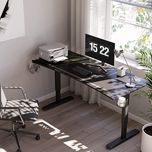 EUREKA ERGONOMIC 63 Inch Large Manual Height Adjustable Gaming Computer Desk, Home Office Studio Table Dual 3 Monitor Curved Edge Gifts 60 + w/Full Desk Mouse Pad Controller Stand Cup Headset Holder