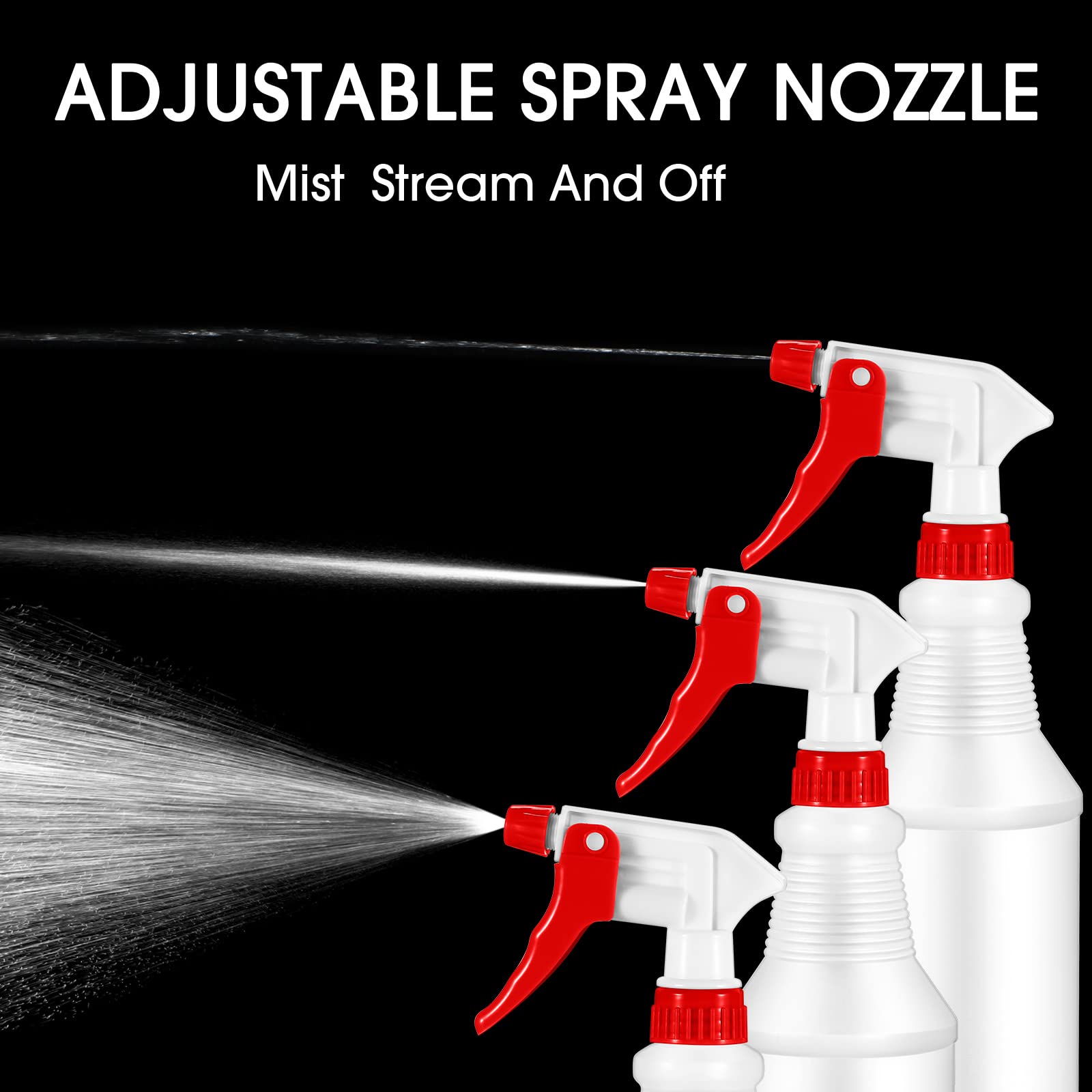 18 Pack 24oz Plastic Spray Bottle Empty Reusable Spray Bottles for Cleaning Solutions Heavy Duty Spraying Bottles No Leak and Clog Water Spray Bottle Plants Pet with Adjustable Nozzle (Red,Blue,Green)