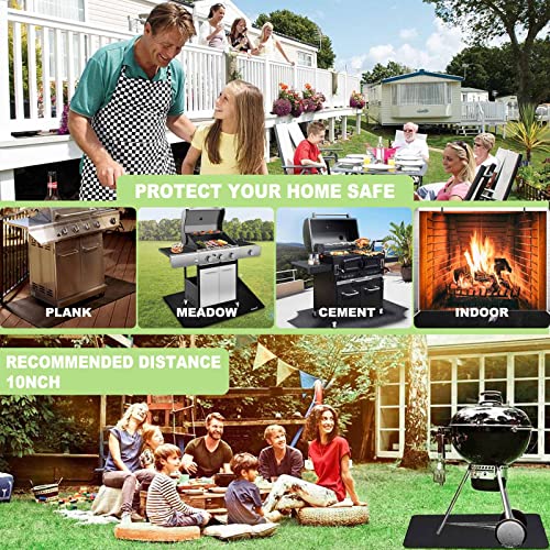 3 Layers Under Grill Mat for Outdoor Grill - 60 x 40 Inches, Large Fireproof Oil-Proof BBQ Grill Pad for Floor Deck Patio Protector, Fire Pit Mat for Indoor Fireplace, Ourdoor Charcoal Gas Grills