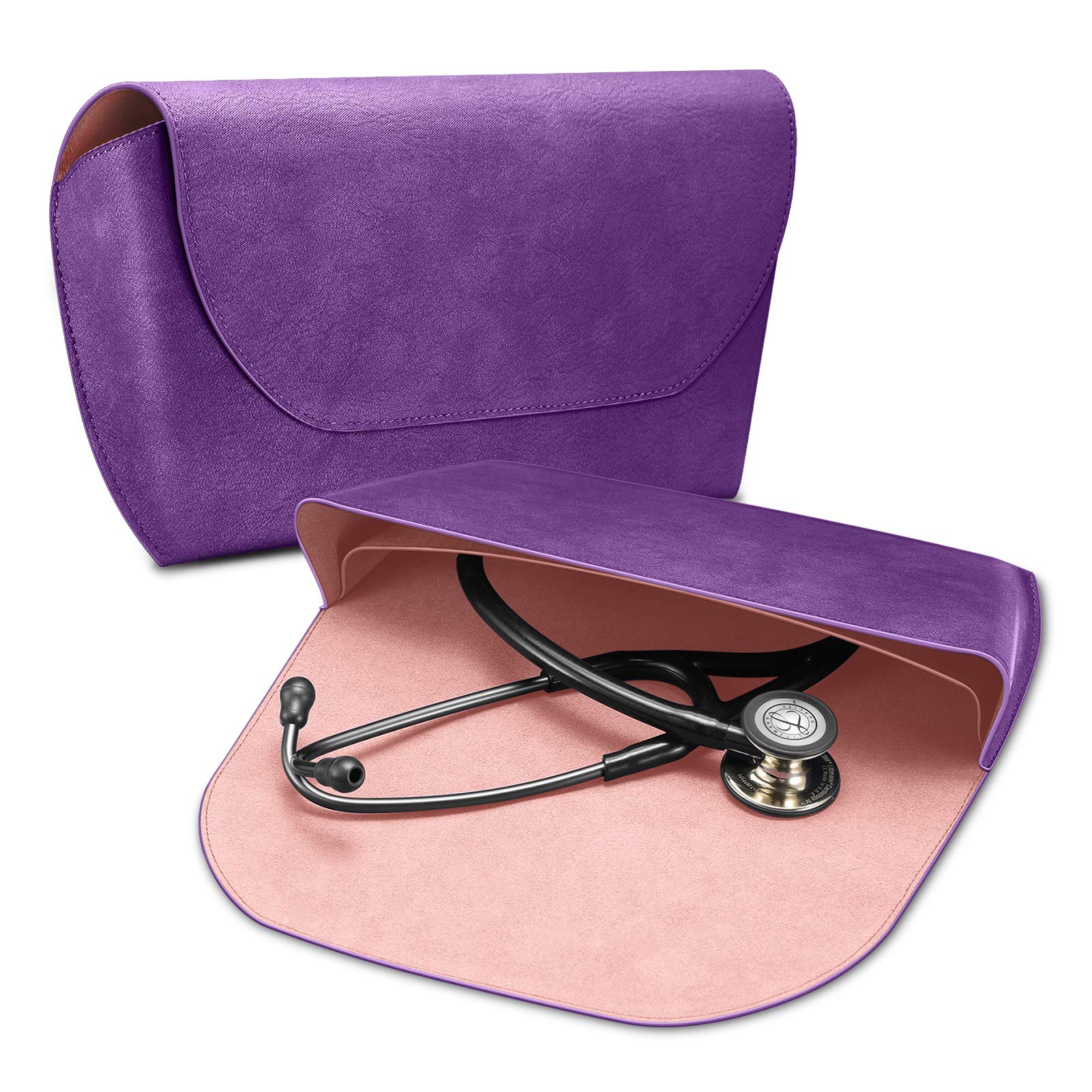 Stethoscope Case for MDF Acoustica Lightweight Stethoscope, SKYREH PU Leather Portable Carry Case for 3M Littmann Classic III, Cardiology IV, 3M Lightweight II S.E.Stethoscope (Purple)