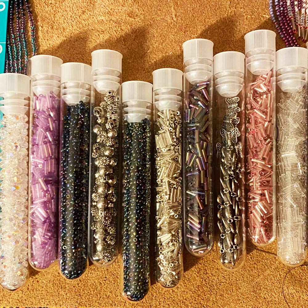50Pcs Clear Plastic Test Tubes with Rack,16x100mm(10ml) Test Tube with Caps and 50 Holes Tubes Rack for Scientific Experiments,Party,Decorate The House,Candy Storage