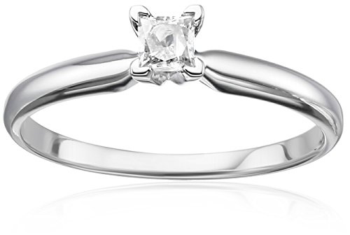 14k White Gold Princess Solitaire Diamond Engagement Ring (1/4 cttw, H-I Color, I2-I3 Clarity), Size 6