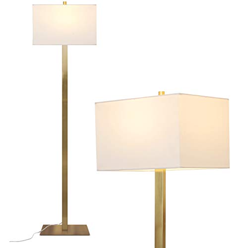 Brightech Stella Mid-Century Modern Standing Lamp, Contemporary Lamp for Living Rooms & Offices, LED Floor Lamp for Reading and Work, Excellent Tall Lamp with Heavy Base for Living Room Décor - Brass