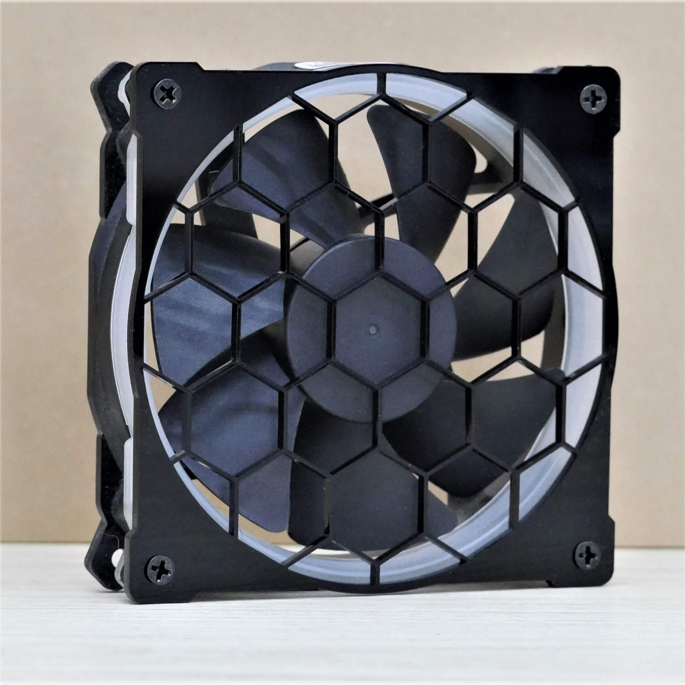 120mm Computer Case Fan Cover with Unique Hexagon Design - Great for RGB aRGB LED Lighting