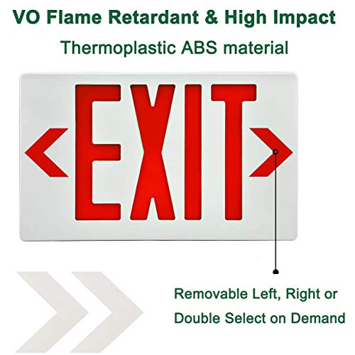 OSTEK Red LED Exit Emergency Sign Light - Standard - Battery Backup, Dual LED Lamp ABS Fire Resistance UL-Listed 120-277V (RED EXIT SIGN)