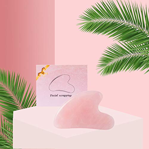 GuaSha Facial Tools for Women, Natural Jade Stone Guasha Scraping Massage Tool with Smooth Edge for Physical Therapy and SPA Acupuncture Therapy Used for Face, Eyes, Neck and Body (Pink)