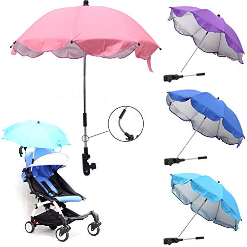 Baby Stroller Parasol, Clamp-On Shade Umbrella, Baby Stroller Weather Shields,Adjustable Umbrella with Universal Clamp, Suitable for Beach Chairs, Baby Strollers