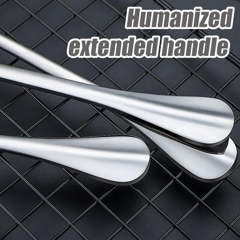 2 Pcs Large Stainless Steel Soup Spoons,Silver Square Head Design Serving Spoons Dumplings Ramen Ice Cream Dessert Long Handle Big Soup Spoon For Restaurant Tableware Kitchen Gadgets Cooking Utensils