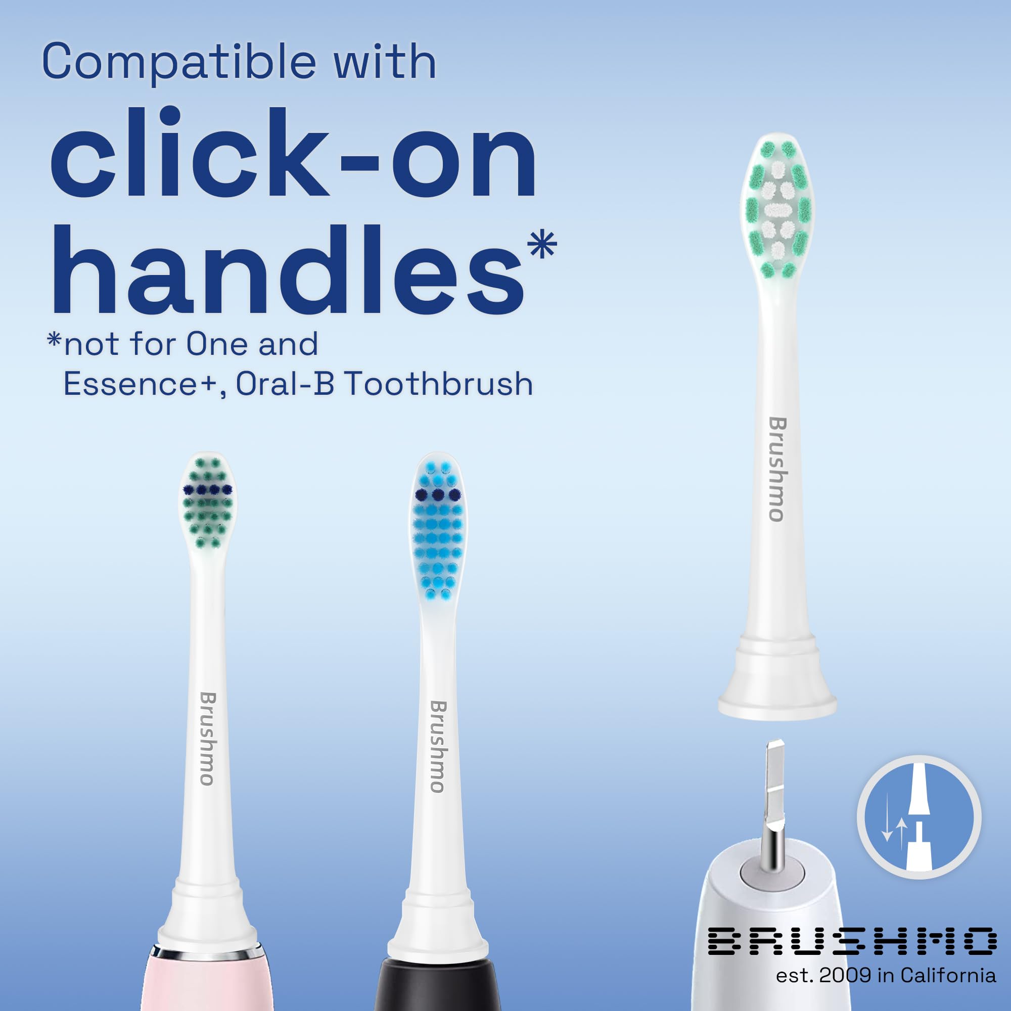 Brushmo Replacement Toothbrush Heads Compatible with Philips Sonicare Electric Toothbrush, White, 10 pc Variety Pack