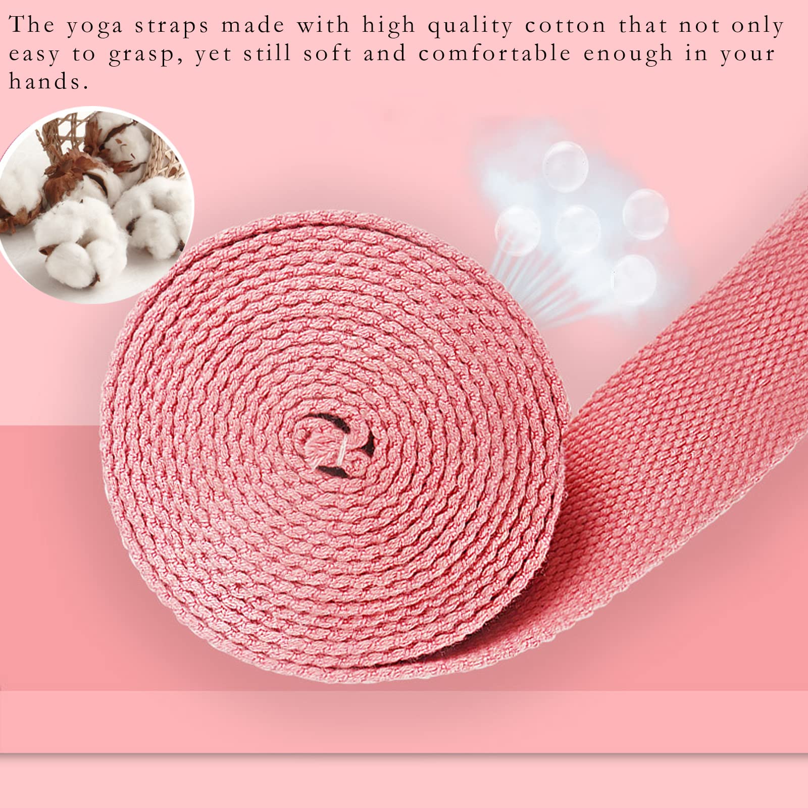 2 Pack Yoga Strap (6ft) Stretch Band with Adjustable Metal D Ring Buckle Loop | Exercise & Fitness Stretching for Yoga, Pilates, Physical Therapy, Dance, Gym Workouts