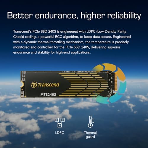 Transcend 500GB NVMe PCIe Gen4 x4 MTE240S M.2 SSD Solid State Drive TS500GMTE240S
