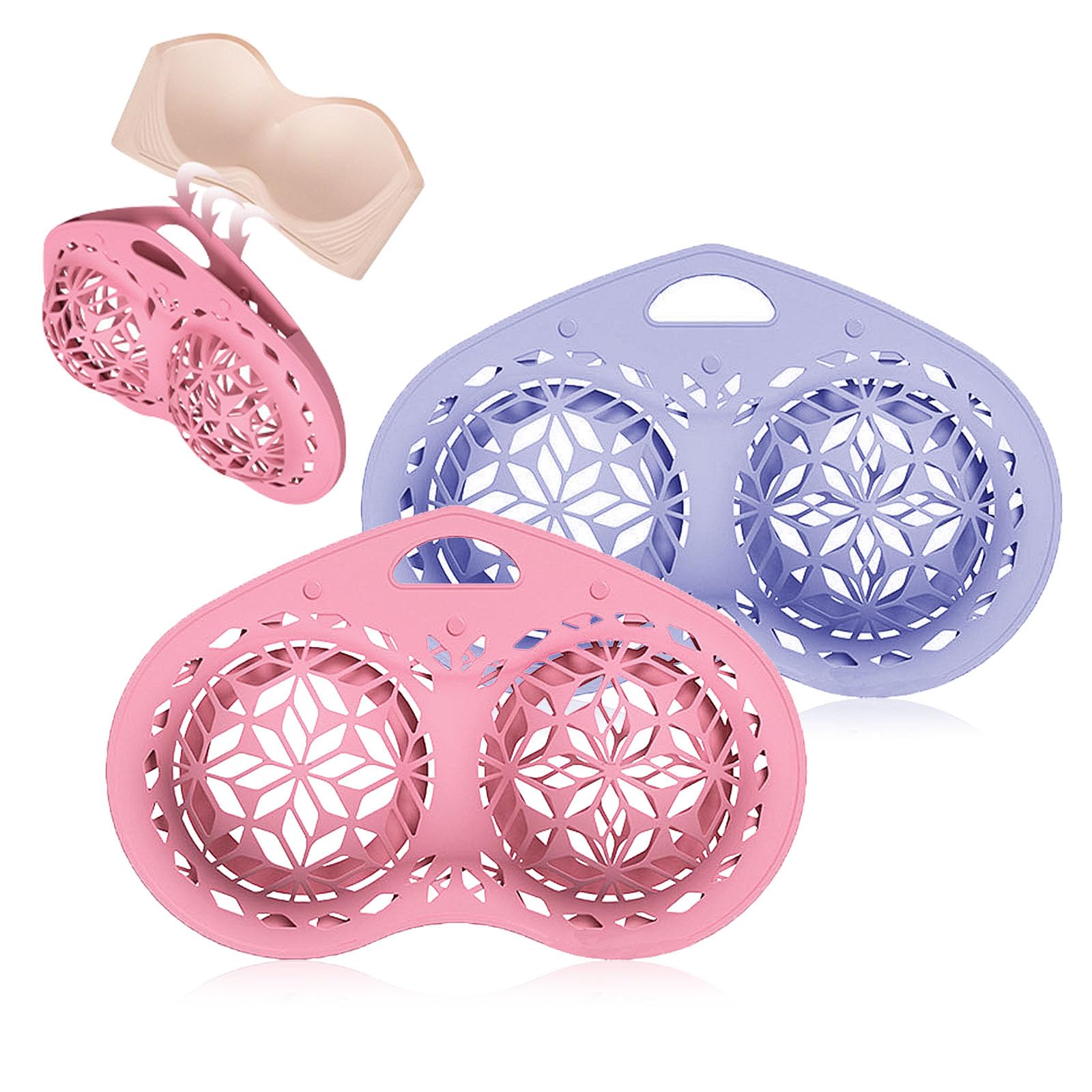 2 Pcs Lingerie Wash Bag, Silicone Delicates Bag For Washing Machine Bra Bags For Laundry Laundry Wash Bag For A-38D Cup, Maternity, Sports, Sexy Bras (Pink+Purple)