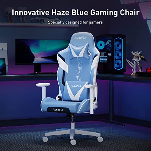AutoFull C3 Gaming Chair Office Chair PC Chair with Ergonomics Lumbar Support, Racing Style PU Leather Multifunction Adjustable Computer Chair (Ice Blue)