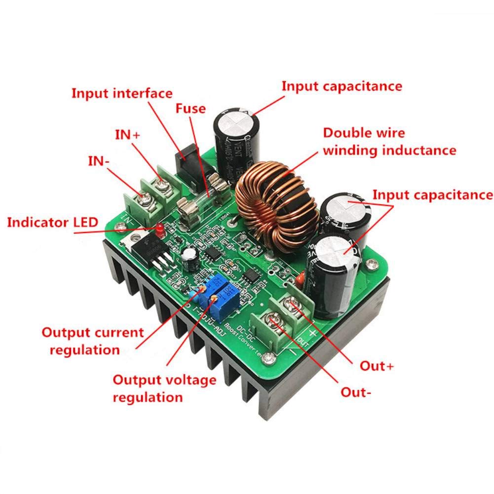 Apoesar 600W High Power DC to DC Boost Converter DC 12-60V to 12-80V Boost Module Board Step-up Transformer