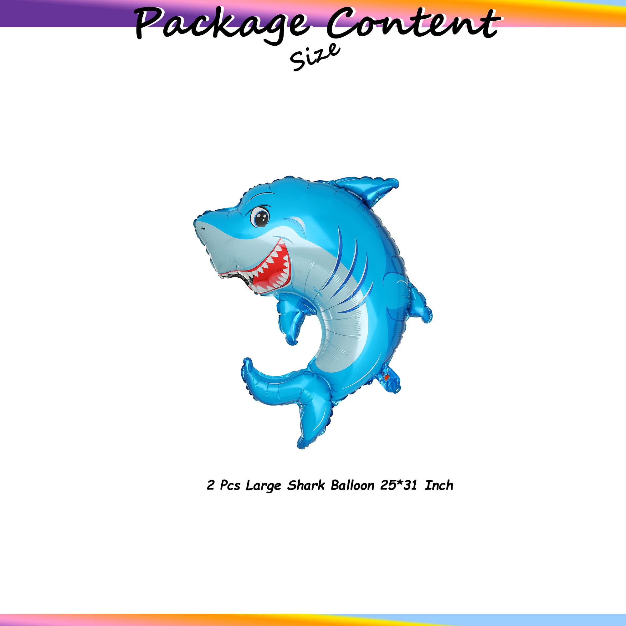 2 PCS Shark Balloons 1st Birthday Baby Shower Ocean Shark Theme Party Mylar Foil Shark Balloon Decor Supplies