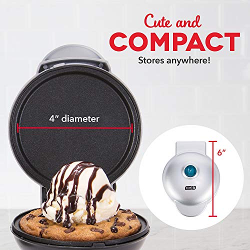 DASH Mini Maker Electric Round Griddle for Individual Pancakes, Cookies, Eggs & other on the go Breakfast, Lunch & Snacks with Indicator Light + Included Recipe Book - Silver