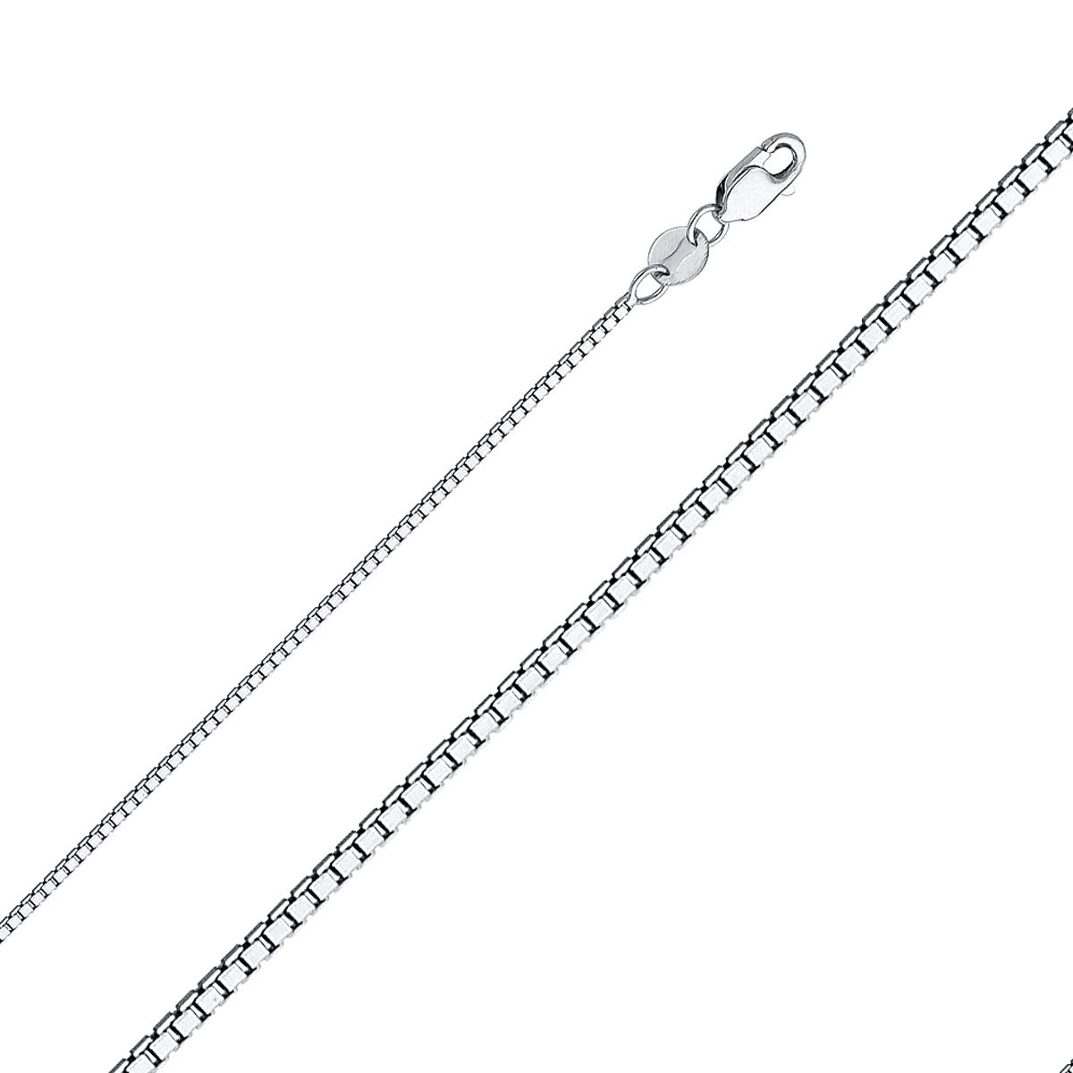 14K White Gold Solid Chain - Box Link Necklace with Lobster Claw Clasp - Perfectly Matches With All Pendants - Great for Women, Teens and Kids - Great Gift for all Occasions, 1.1 mm, 18 inches