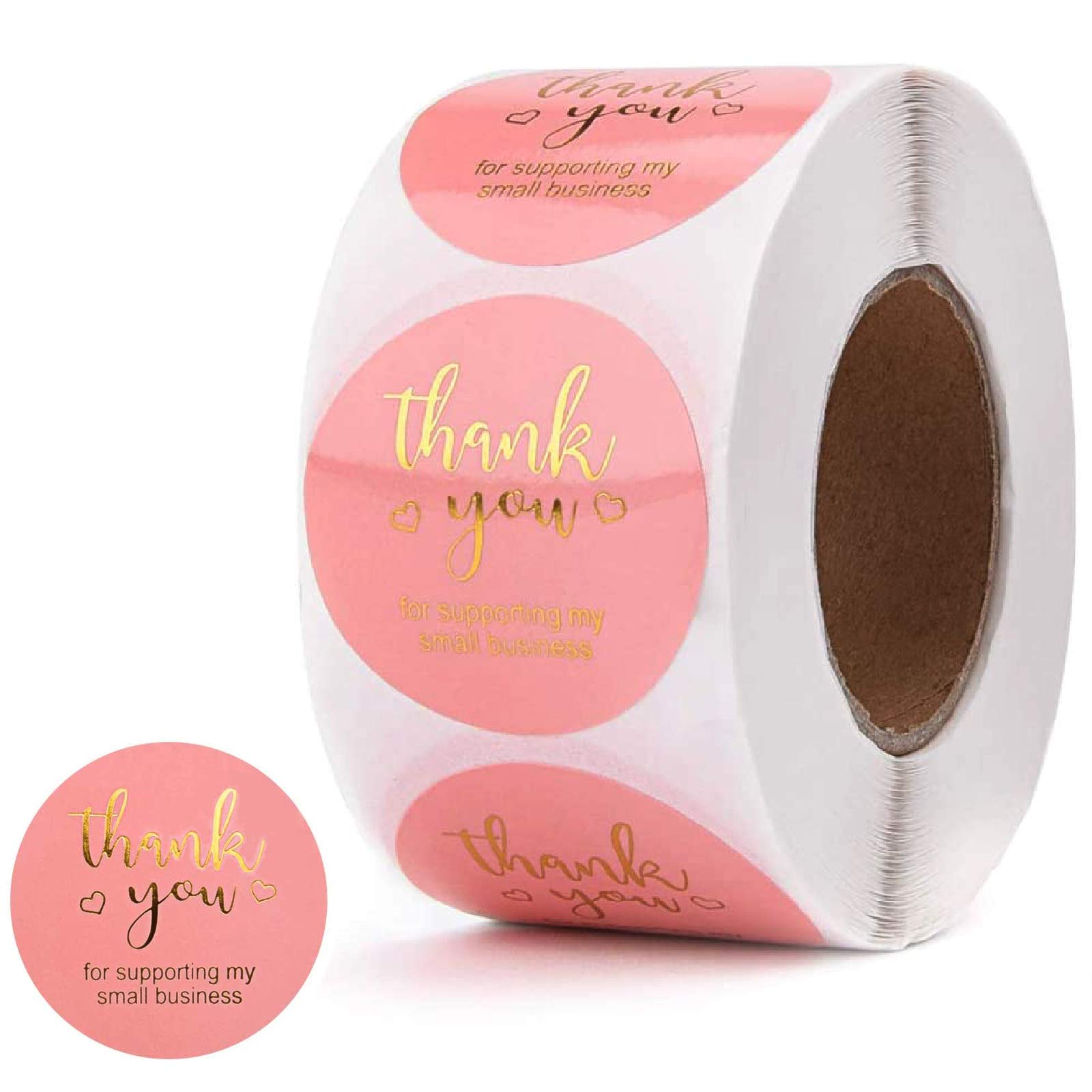 Thank You Stickers Labels Seals, JUZIEM Thank You for Supporting My Small Business Sticker Roll, 1" Round Kraft Labels for Greeting Cards, Flower Bouquets, Gift Wraps, Tags, Envelopes