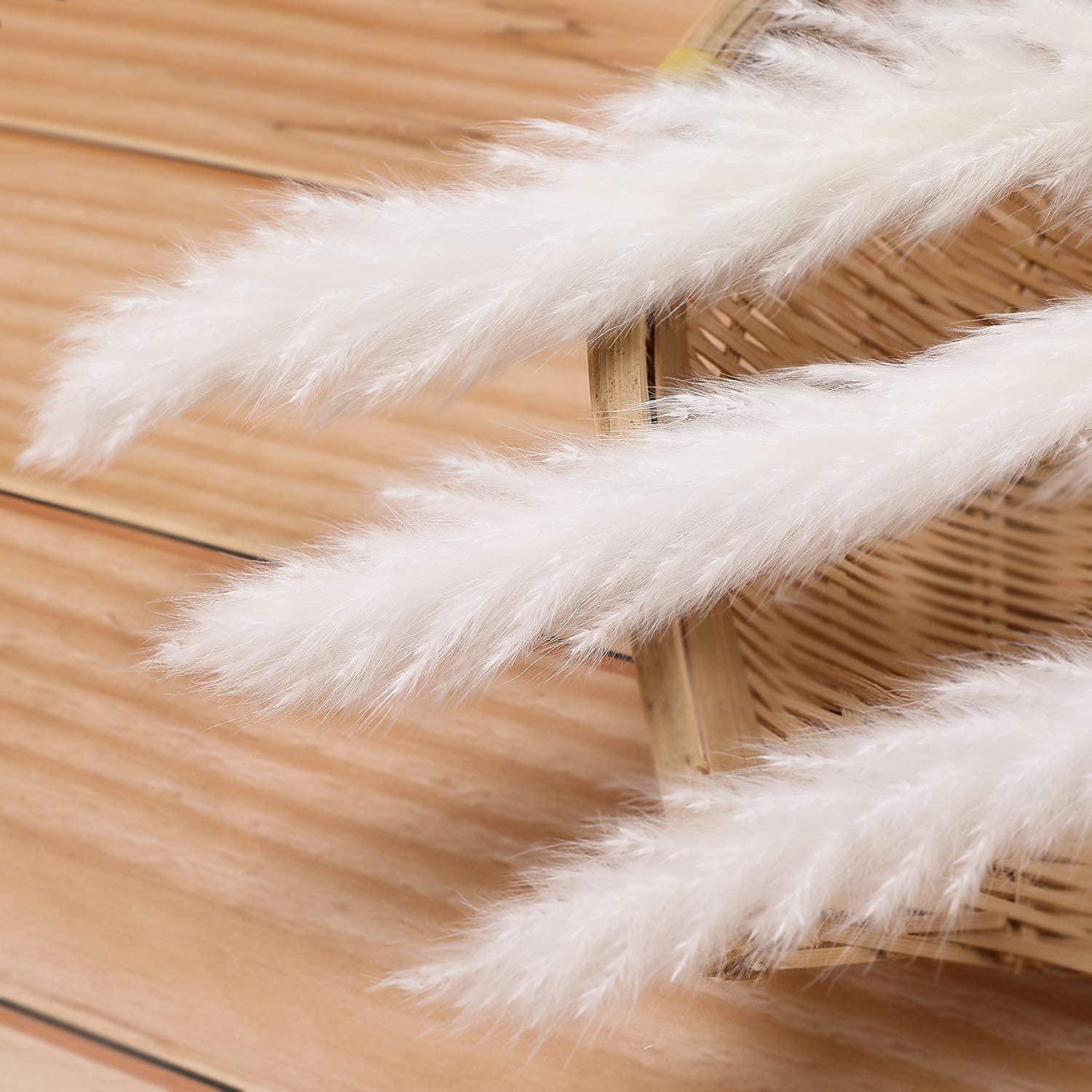 30 Pcs White Pampas Grass ,17 inch/45 cm Natural Dried Pampas Grass Branches Decor for Home Kitchen Garden Party Photographing Flower Arrangement Vase Decor(White