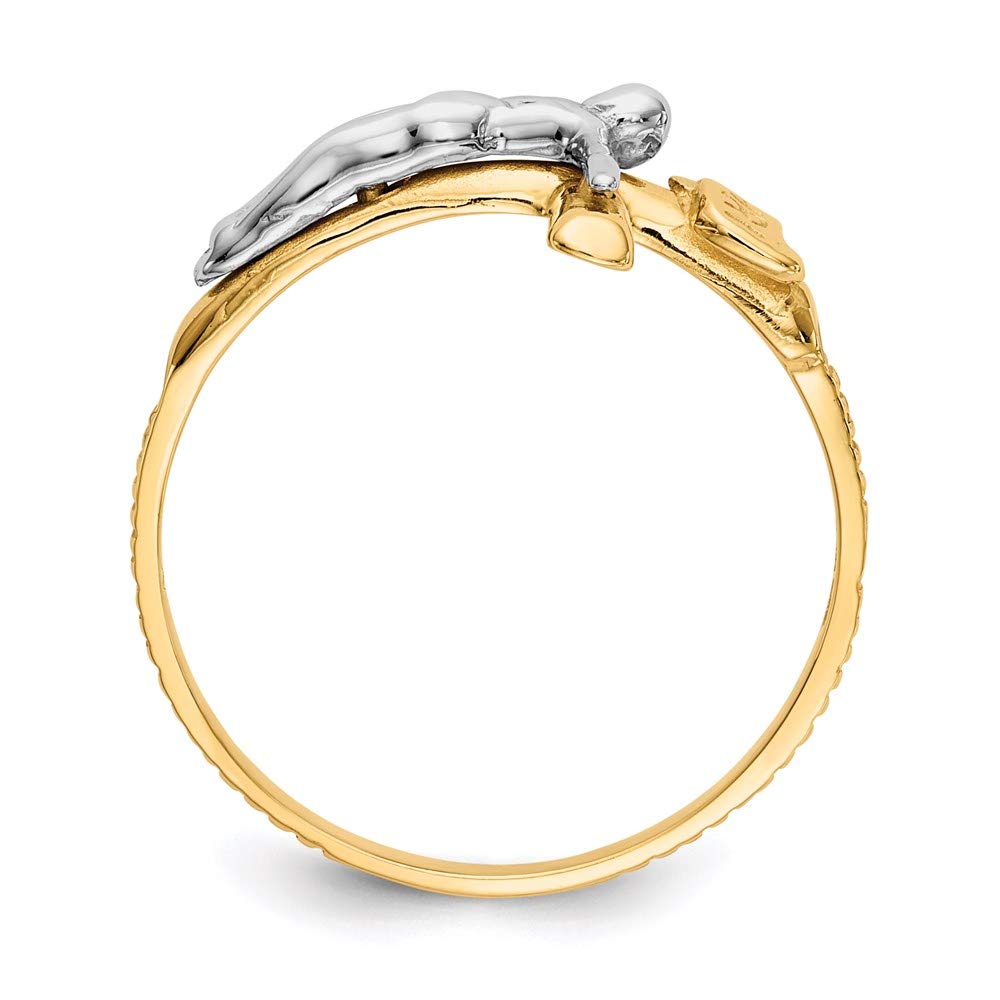 14k Two-tone Polished INRI Crucifix Ring style K5122