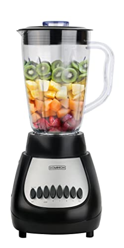 Dominion D4001BP Countertop Blender with 48oz Plastic Jar, 10-Speed Settings, Pulse Function, Sharp Stainless Steel Blade, Black