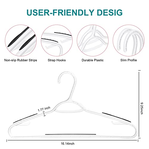 AzxecVcer Plastic Hangers 30 Pack - Non Slip Heavy Duty Durable Clothes Hangers,Holds up to 18 lbs, Space Saving Hangers for Suit, Dress,t Shirts,Blouse,Coats, Pants (30 Pack-White)