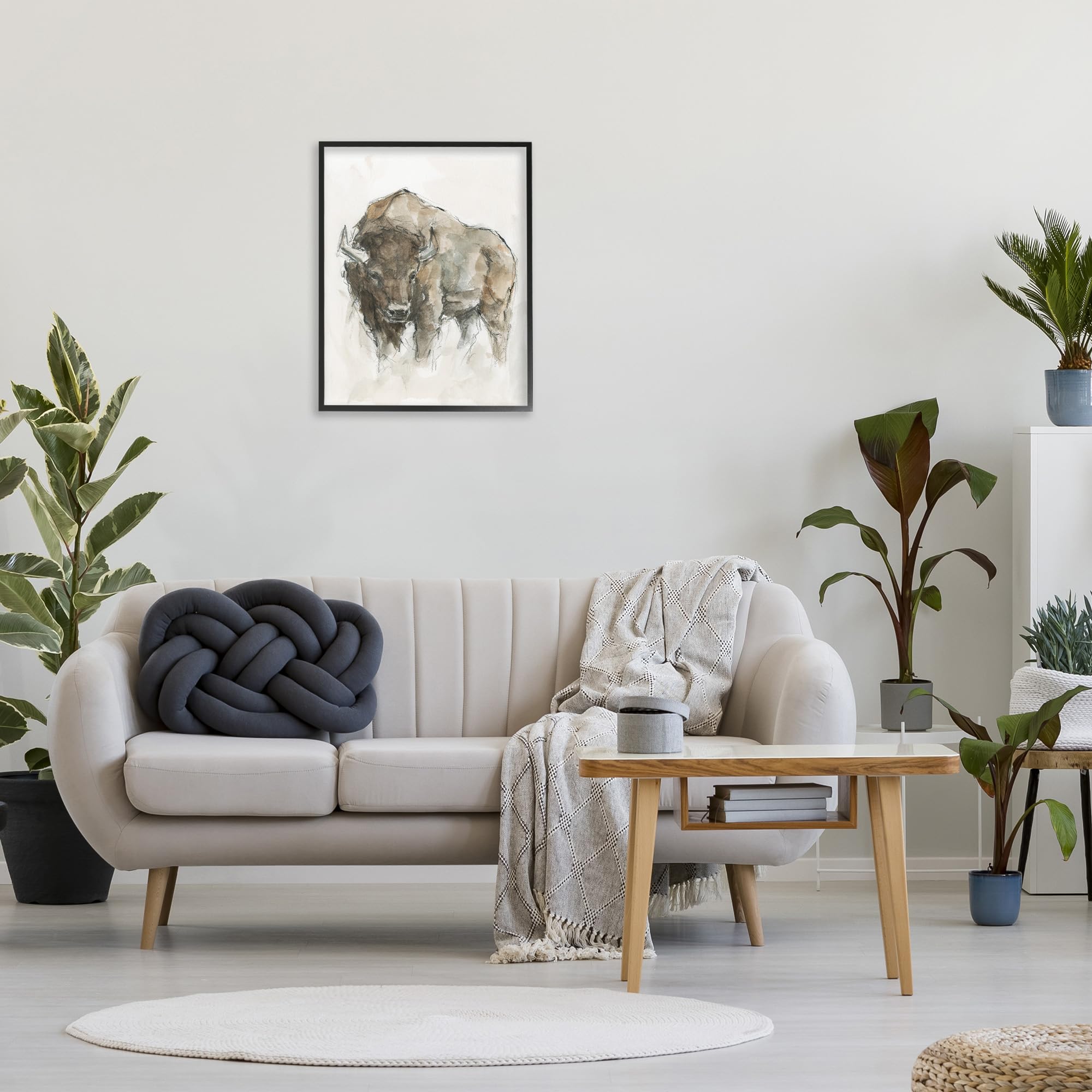 Stupell Industries Western American Buffalo Brown Country Animal, 24.00" x 30.00", Black Framed