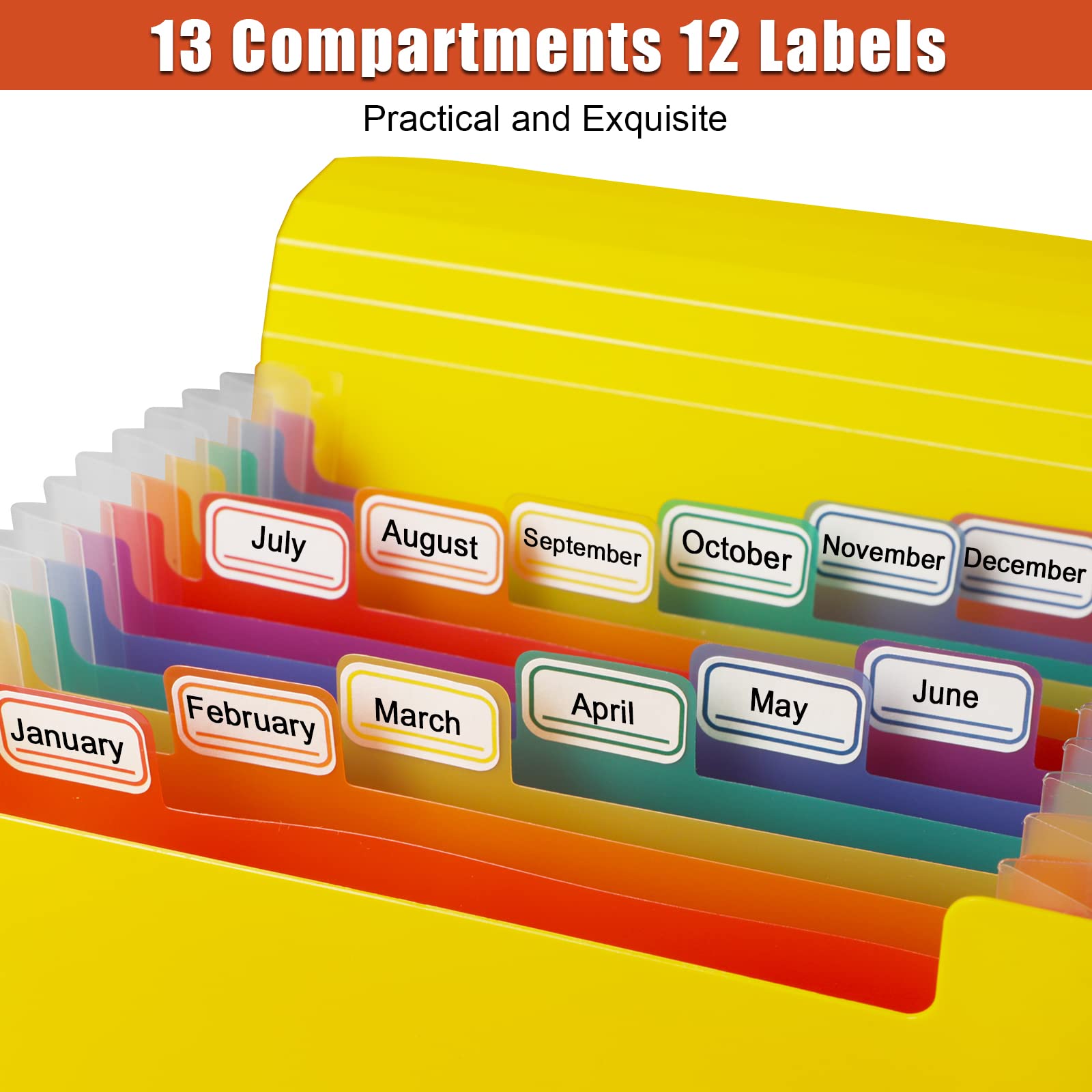 13 Pockets Coupon Receipt Organizer A6 Expanding File Folder, Small Accordian File Organizer for Storage Cards, Receipts, Coupons and Tickets-Yellow