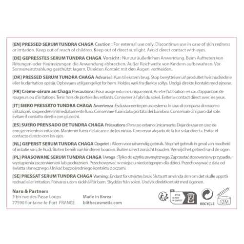 BLITHE Pressed Serum Chaga Mushroom - Advanced Skin Tightening Cream for Face, Face Tightening and Lifting Formula for a Natural Face Lift 1.68oz