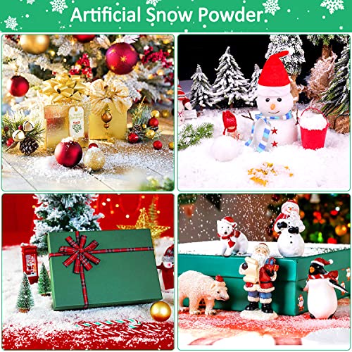 30Pcs Mini Christmas Trees with 10.6 Ounces Fake Snow Decoration, 5 Sizes Artificial Christmas Tree Bottle Brush Trees Artificial Snow Fake Snow for Christmas Decoration Crafts Village Displays