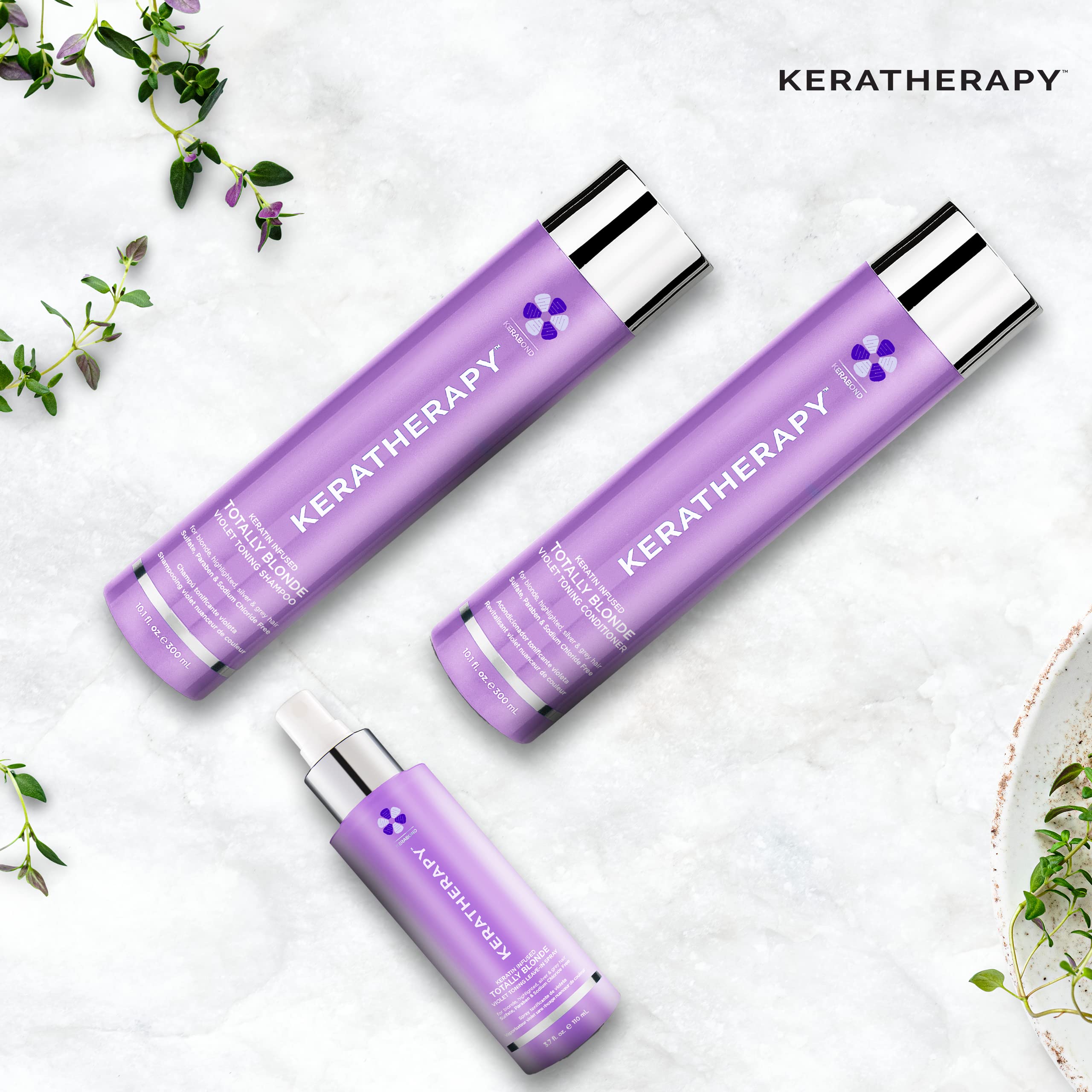 KERATHERAPY Keratin Infused Totally Blonde Violet Toning Conditioner, 10.1 fl. oz., 300 ml - Keratin Therapy Purple Conditioner for Blonde Hair, Brassy, Silver, & Highlighted - Sulfate & Paraben Free