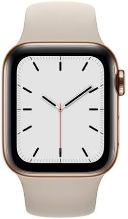 Apple Watch Series 5 (GPS + Cellular, 40MM) - Gold Stainless Steel Case with Stone Sport Band (Renewed)
