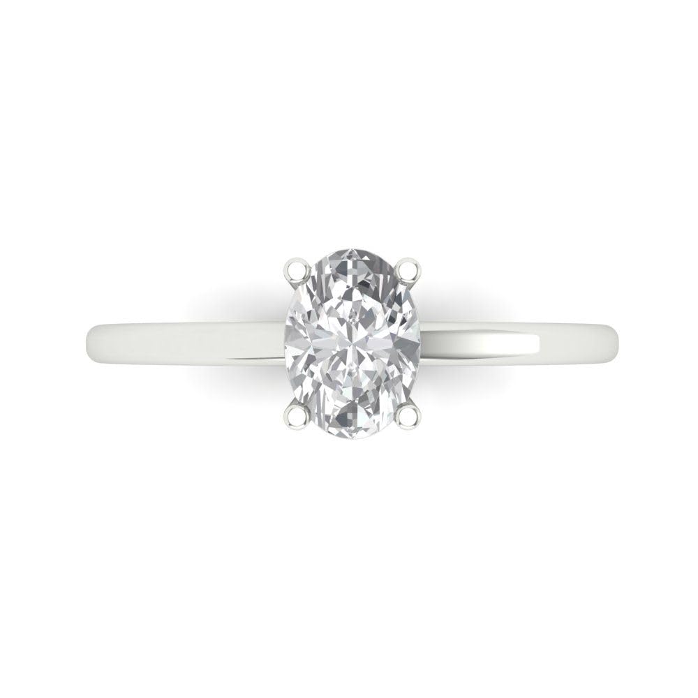 14k White Gold 0.97cttw Classic Oval Cut Solitaire Moissanite Proposal Designer art deco Anniversary Ring Bridal Wedding 9.25