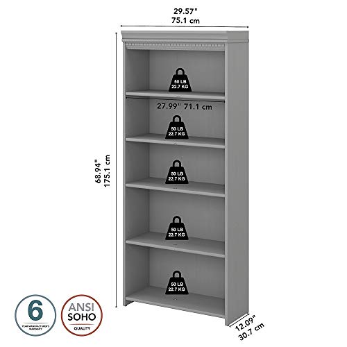 Bush Furniture Fairview 5 Shelf Bookcase, Cape Cod Gray