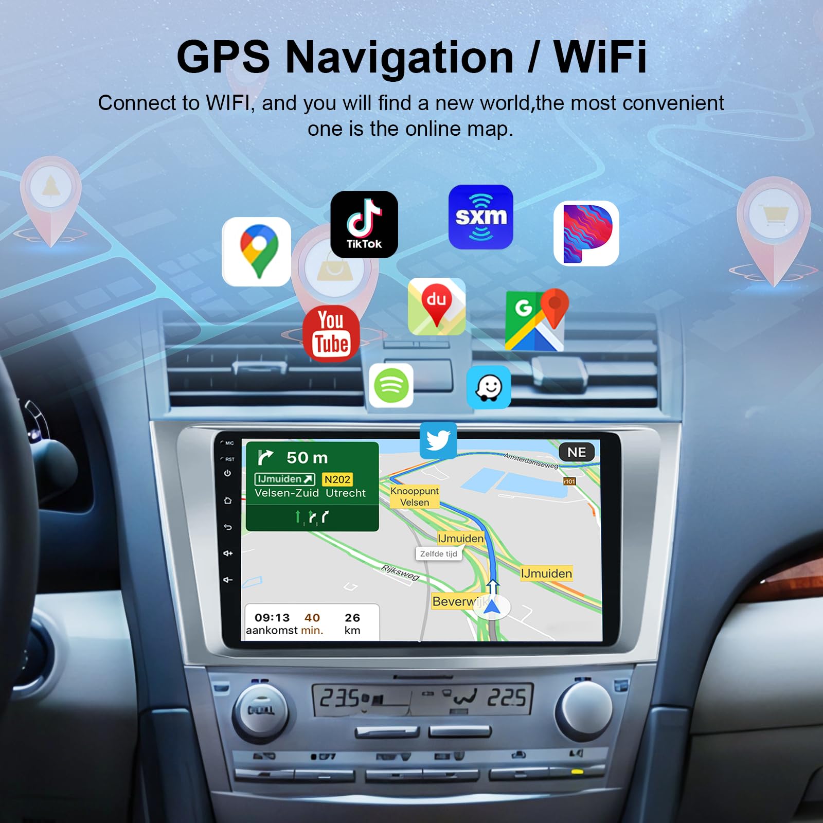 1G+32G Android Car Stereo Radio for Toyota Camry 2006-2011 with Apple Carplay, 9 Inch Touch Screen Car Radio with GPS Navigation Bluetooth FM HiFi WiFi Android Auto Mirror Link AHD Backup Camera